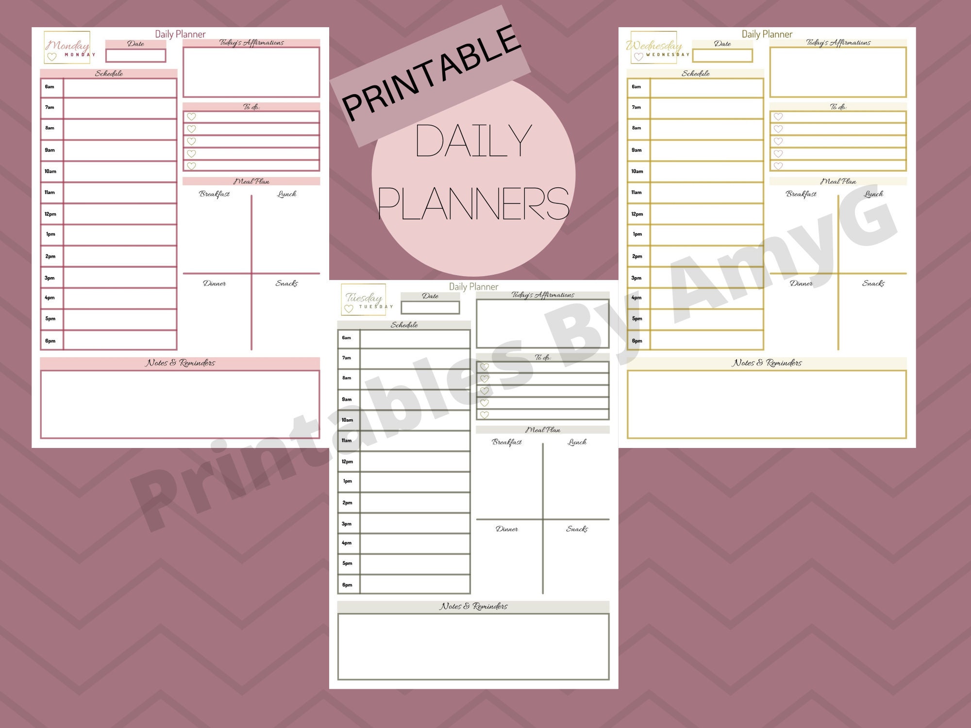 Printable Daily Planner Inserts. A4 Size | Etsy