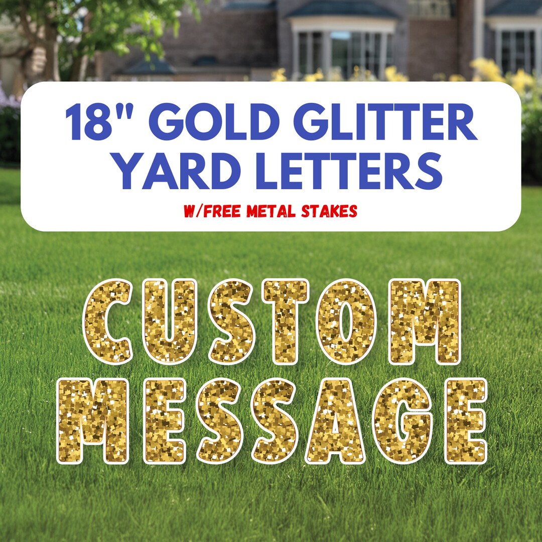 Gold Glitter Yard Letters - 18" Letter Cutouts, Letters for Yard ...