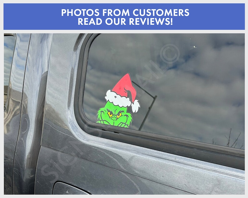 The Grinch Color Christmas Vinyl Car Window Decal - Humorous Festive ...