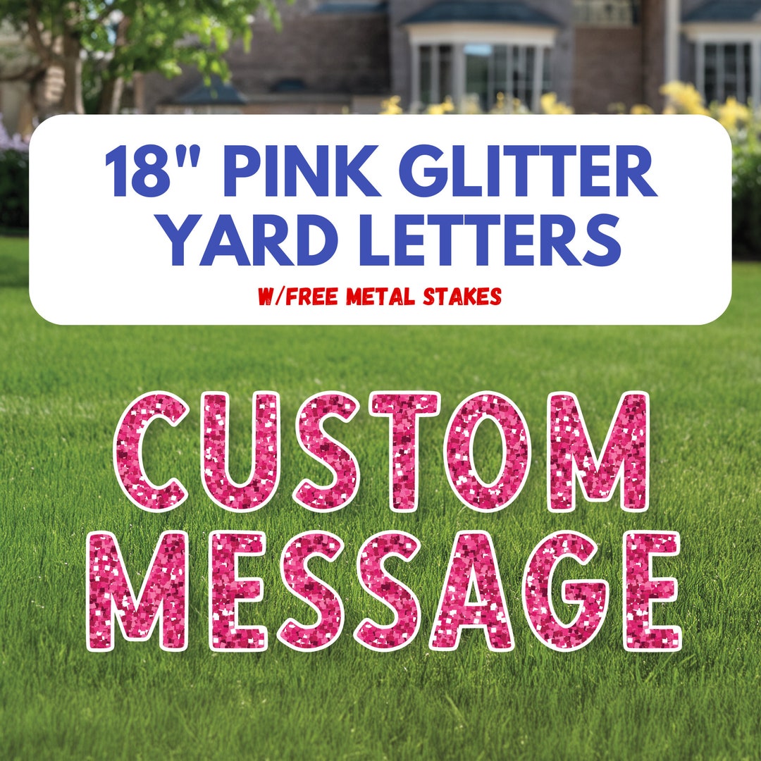 Pink Glitter Yard Letters - 18" Letter Cutouts, Letters for Yard ...