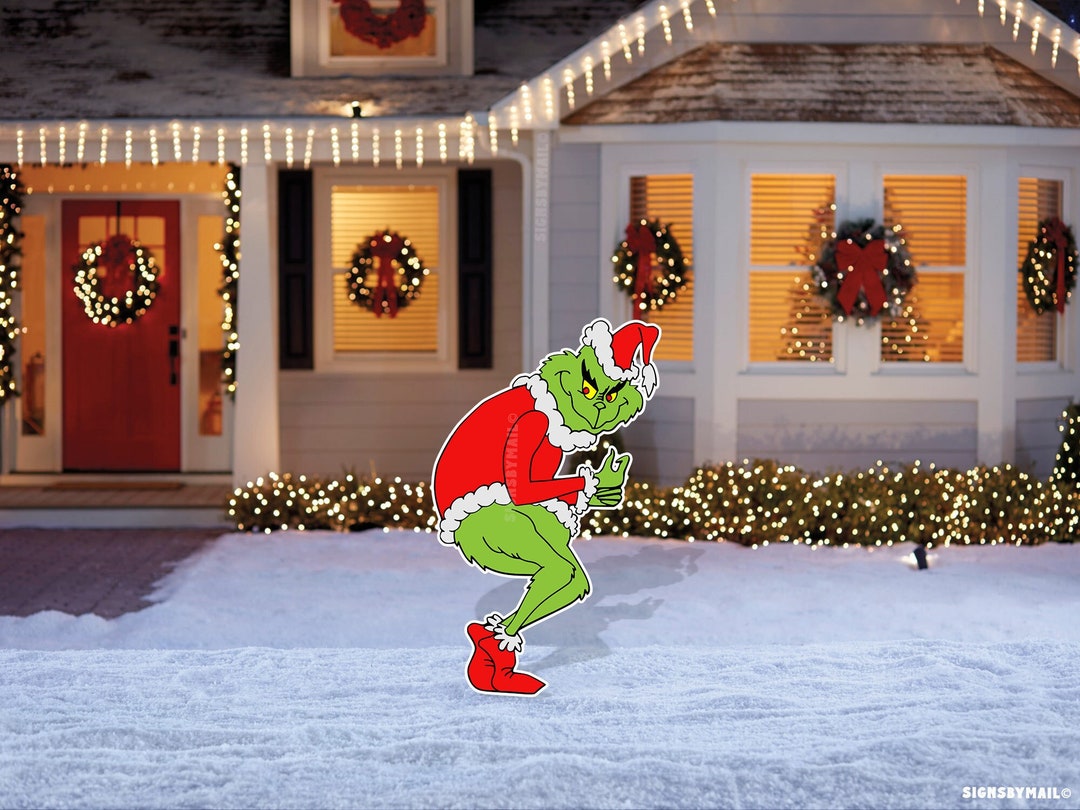 Grinch Stealing Lights Yard Christmas Decoration Cut Out - Ships Fast ...