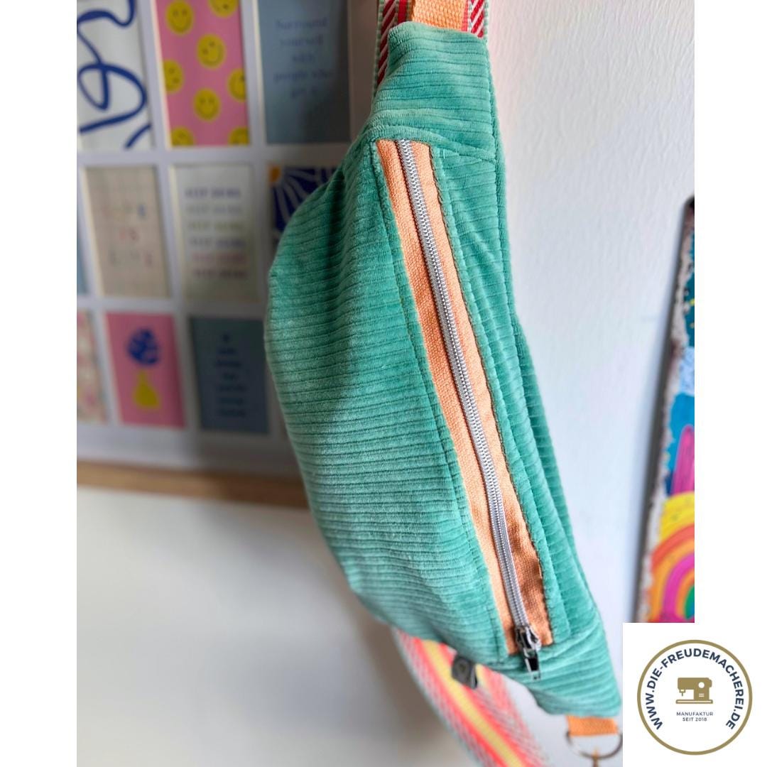 Bum Bag Cord Mint/apricot, Bag, Crossbody Bag, Women, Belt Bag, Handbag ...