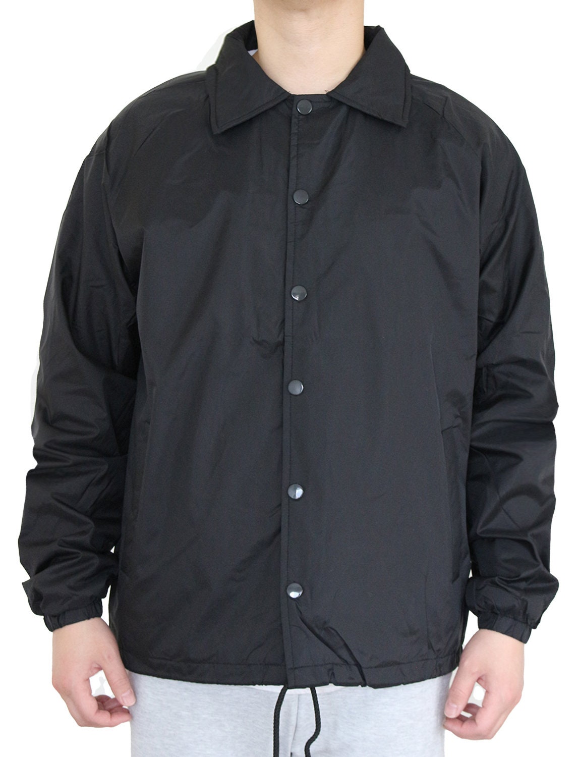 Men's Coach Windbreaker Jacket- Long Sleeve Button up Nylon Jacket - Etsy