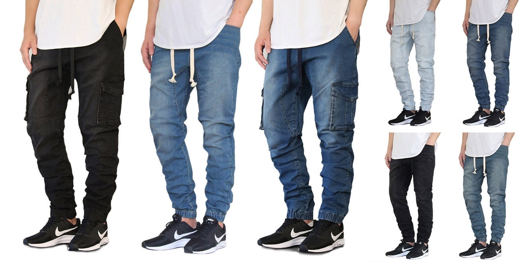 Men's Stretch Drop Crotch Denim Joggers (S to 5XL) - Etsy