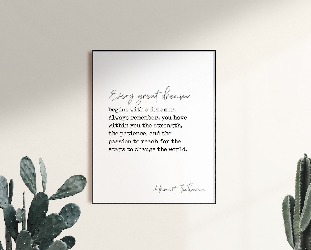 Harriet Tubman Dream Quote Print, Inspirational Wall Art - Etsy