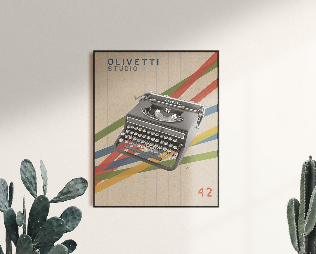 Olivetti Studio 42, Typewriter Wall Art, Typewriter Art, Retro ...