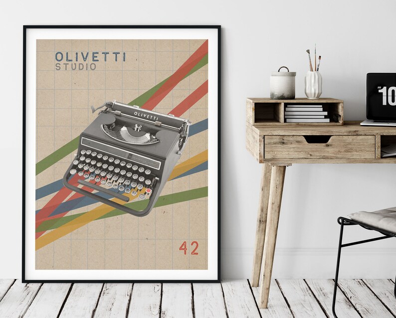 Olivetti Studio 42 Typewriter Wall Art Typewriter Art Retro - Etsy