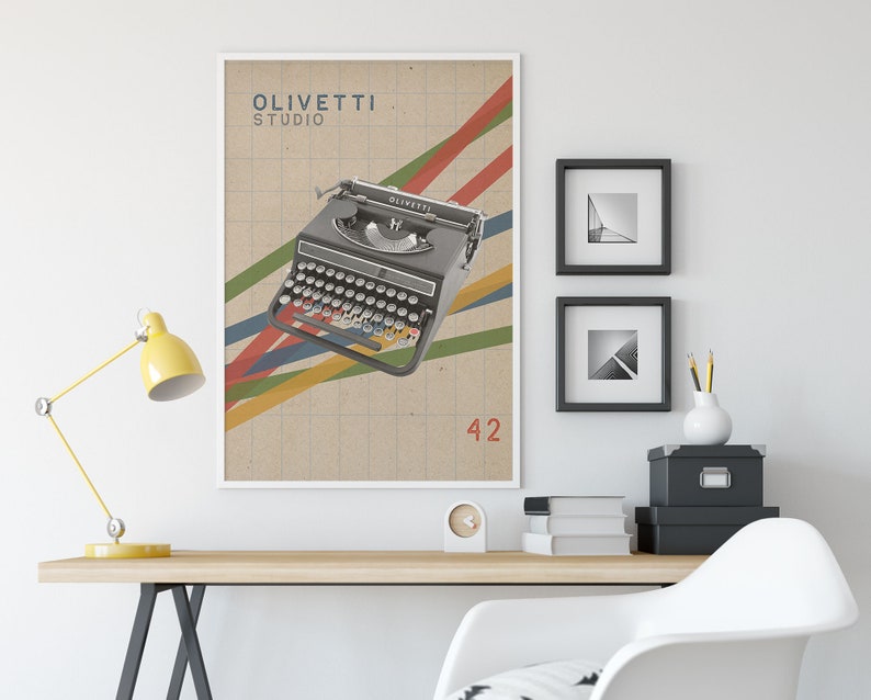 Olivetti Studio 42 Typewriter Wall Art Typewriter Art Retro - Etsy