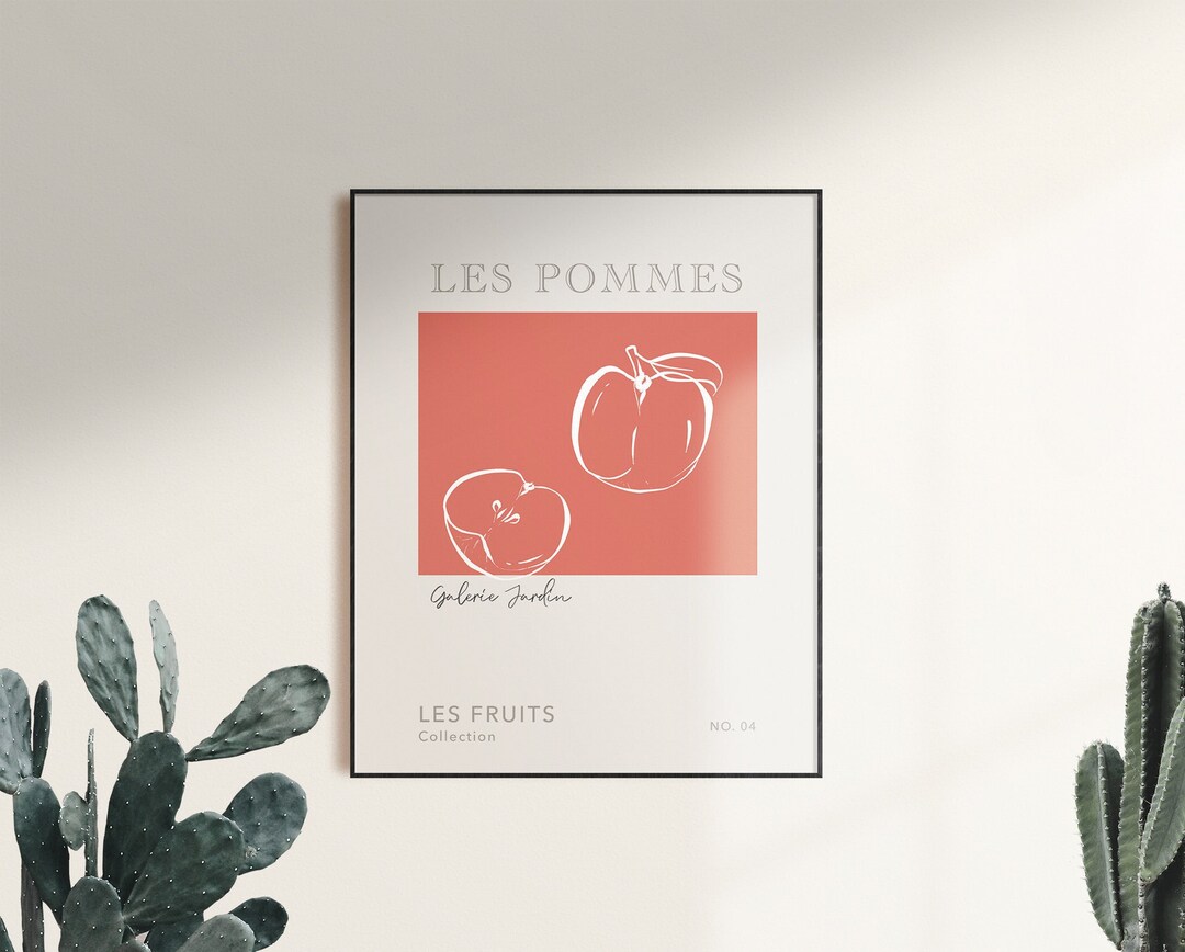 Apple Print, French Poster, Illustration Print, Les Pommes, French ...