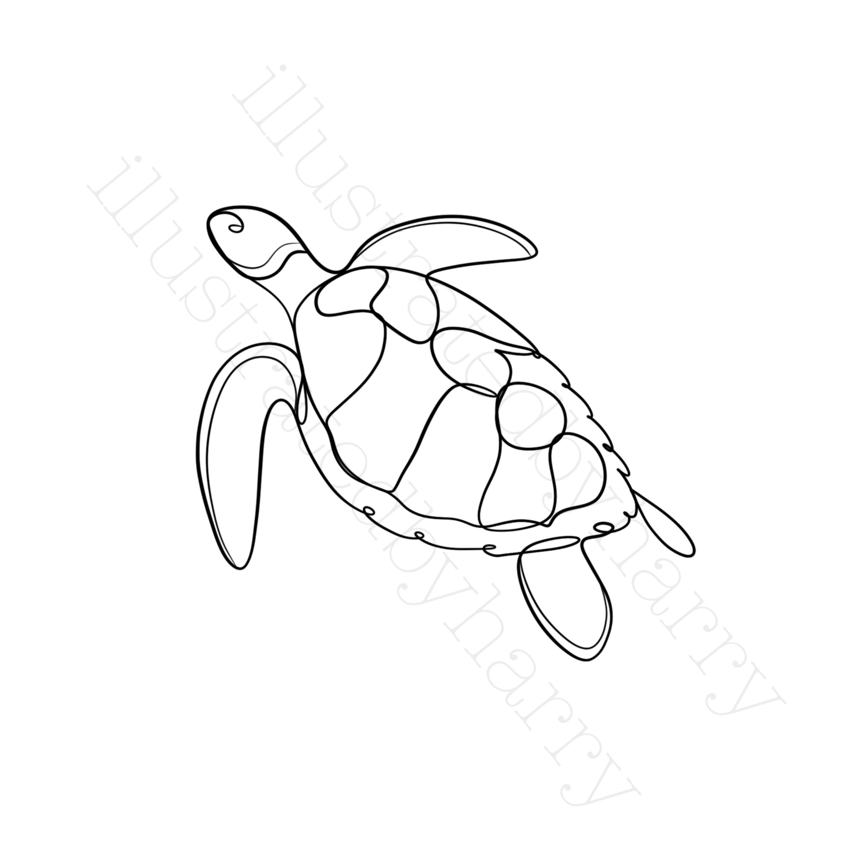 TURTLE | Minimalist Line Art | Printable Wall Art and Tattoo Design ...