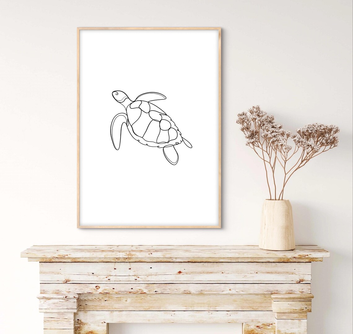 TURTLE | Minimalist Line Art | Printable Wall Art and Tattoo Design ...