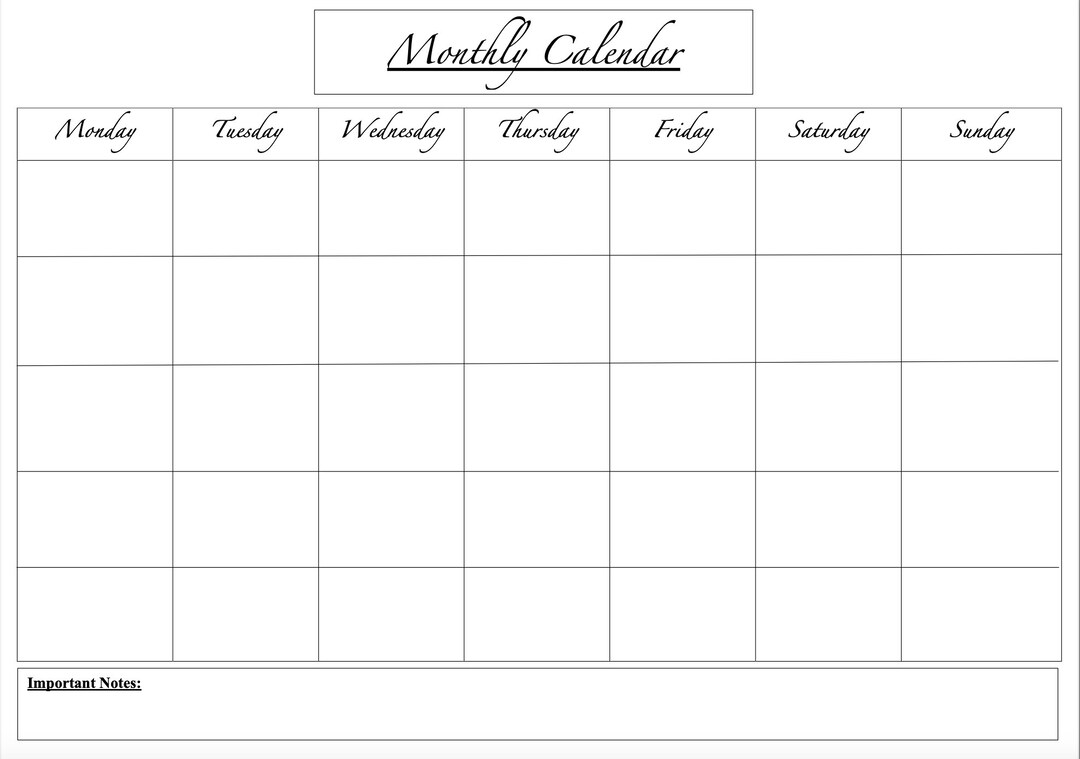 Monthly Calendar Organisation - Etsy