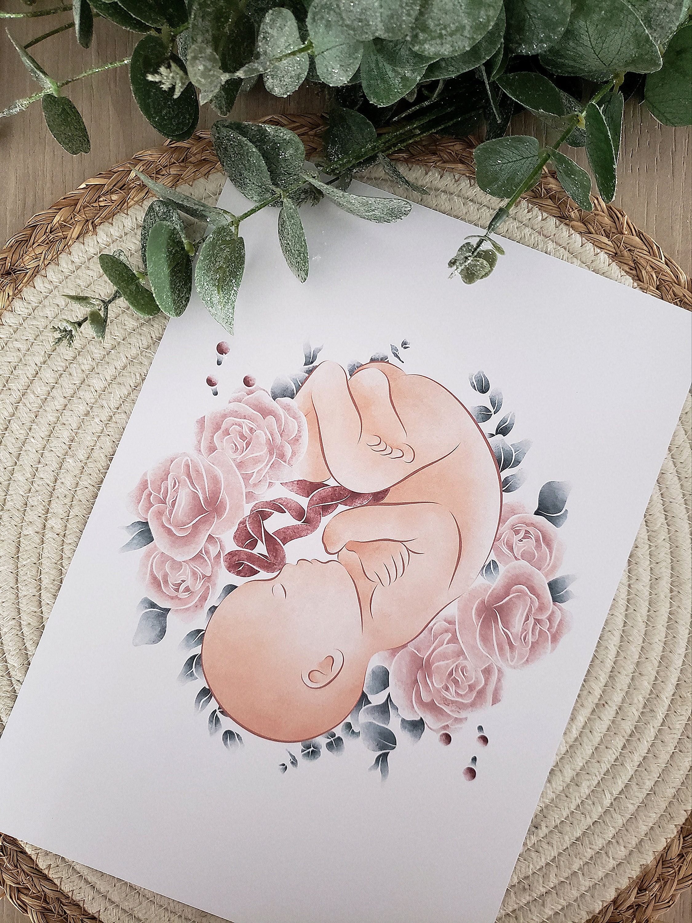 Illustration Fetus in Utero Transparent PNG Digital Download PRINT Baby ...