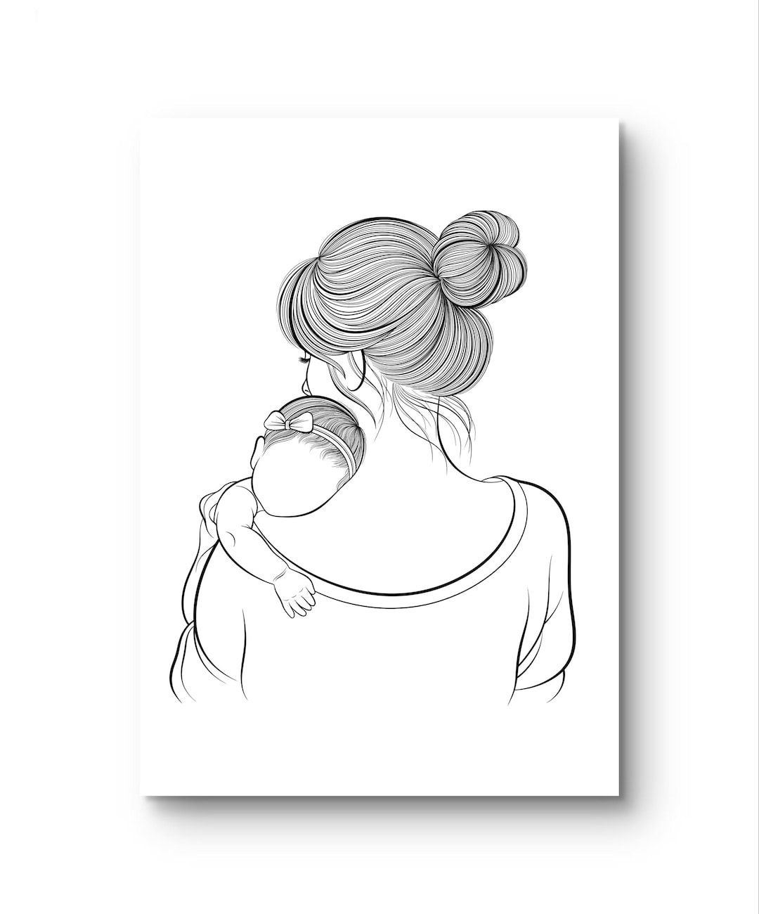 Mother & Daughter Illustration - Mother and Daughter - Line Art ...
