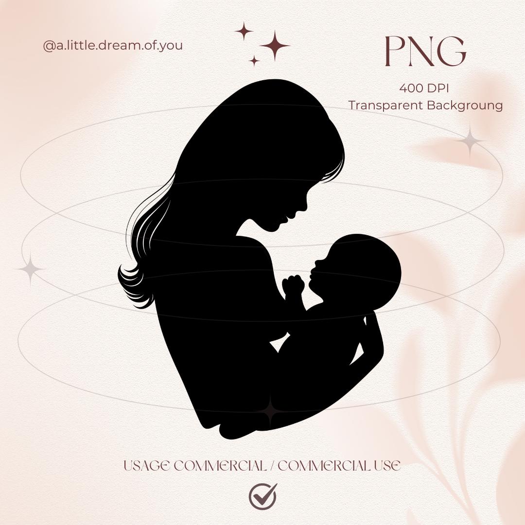 Silhouette Mom Baby Transparent PNG Commercial Use Digital Download - Etsy