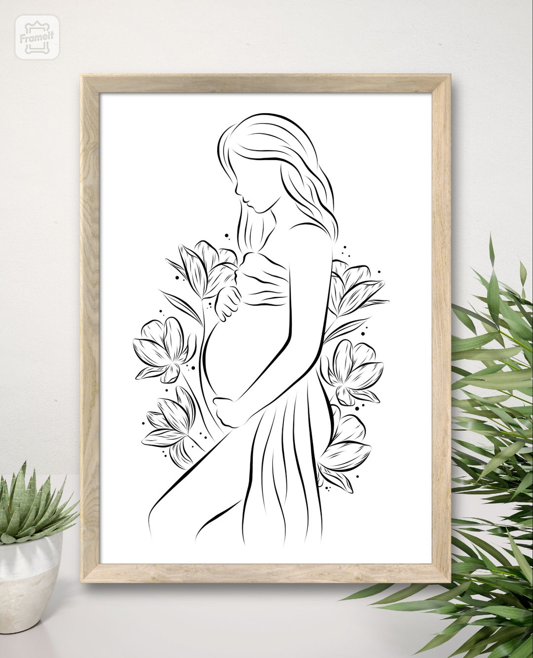 Pregnant Woman Line Art Line Drawing Maternity PNG - Etsy