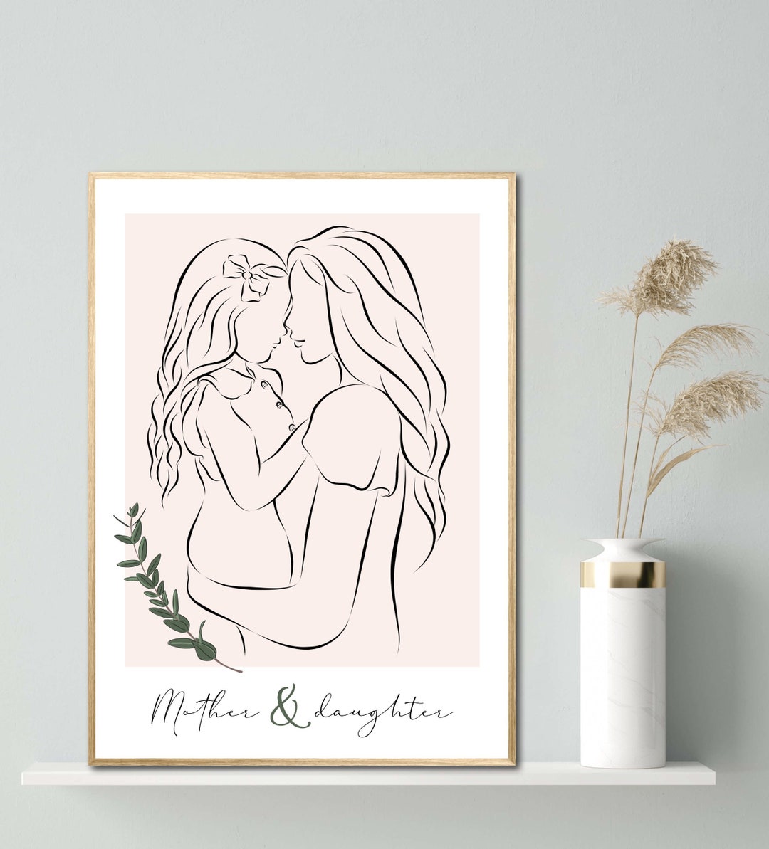 Mother & Daughter Illustration - Mother and Daughter - Line Art ...
