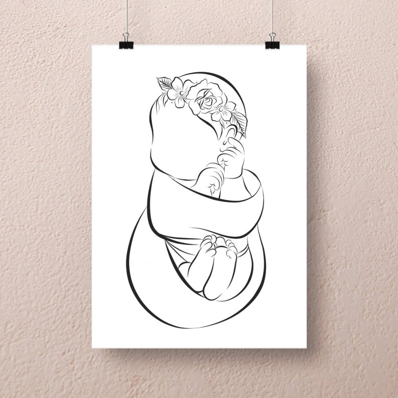 Illustration Baby Flowers Line Art Download & Print to Print Line ...