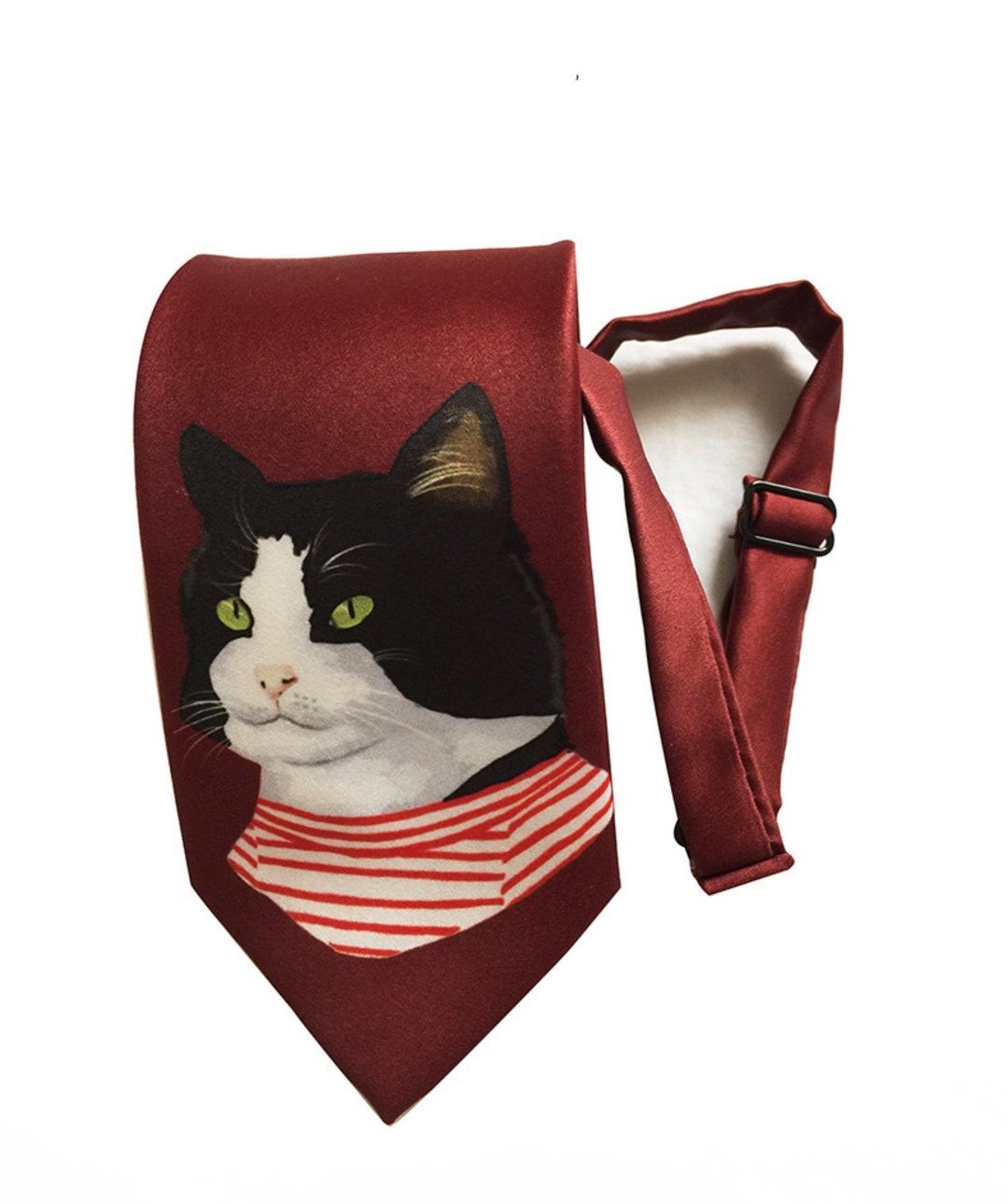 Ladies Tie. Burgundy Cat Necktie for Women Cute Cat and Wine - Etsy