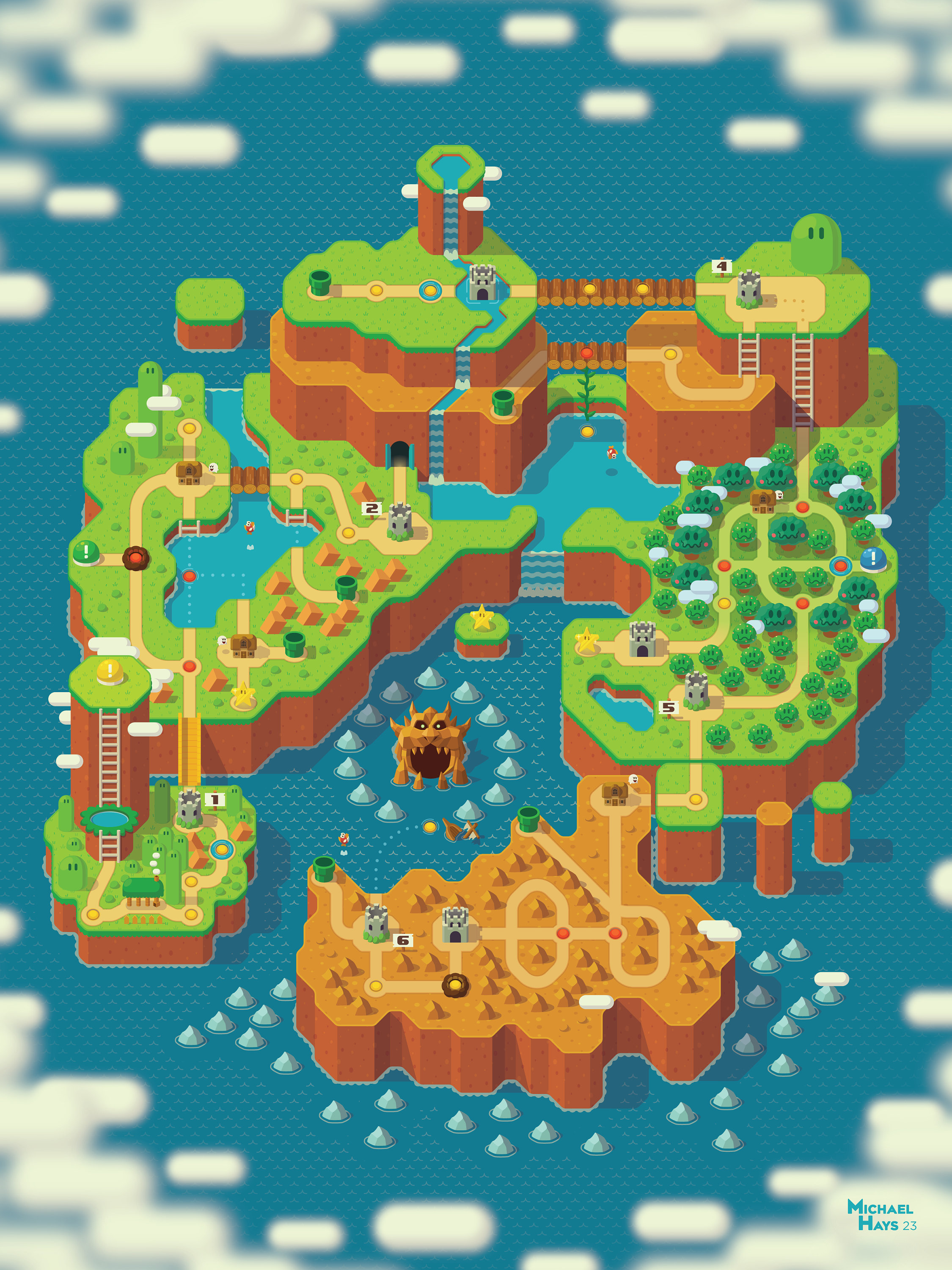 Super Mario World Map - Etsy Australia