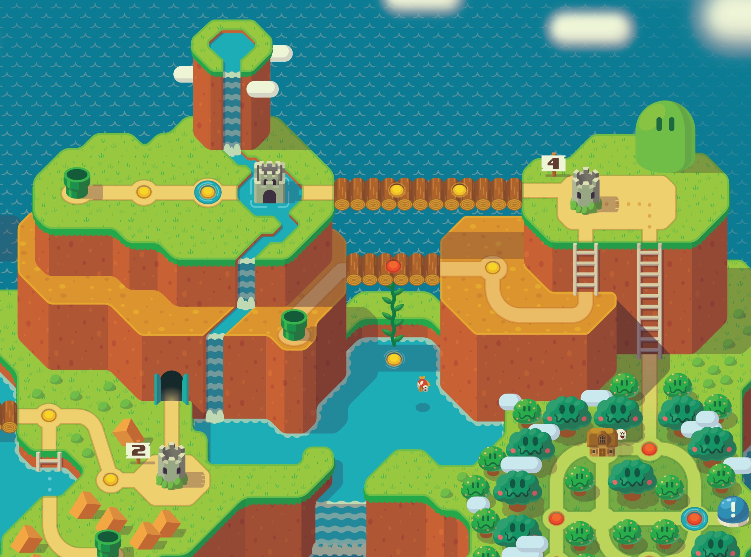 Super Mario World Map - Etsy Australia