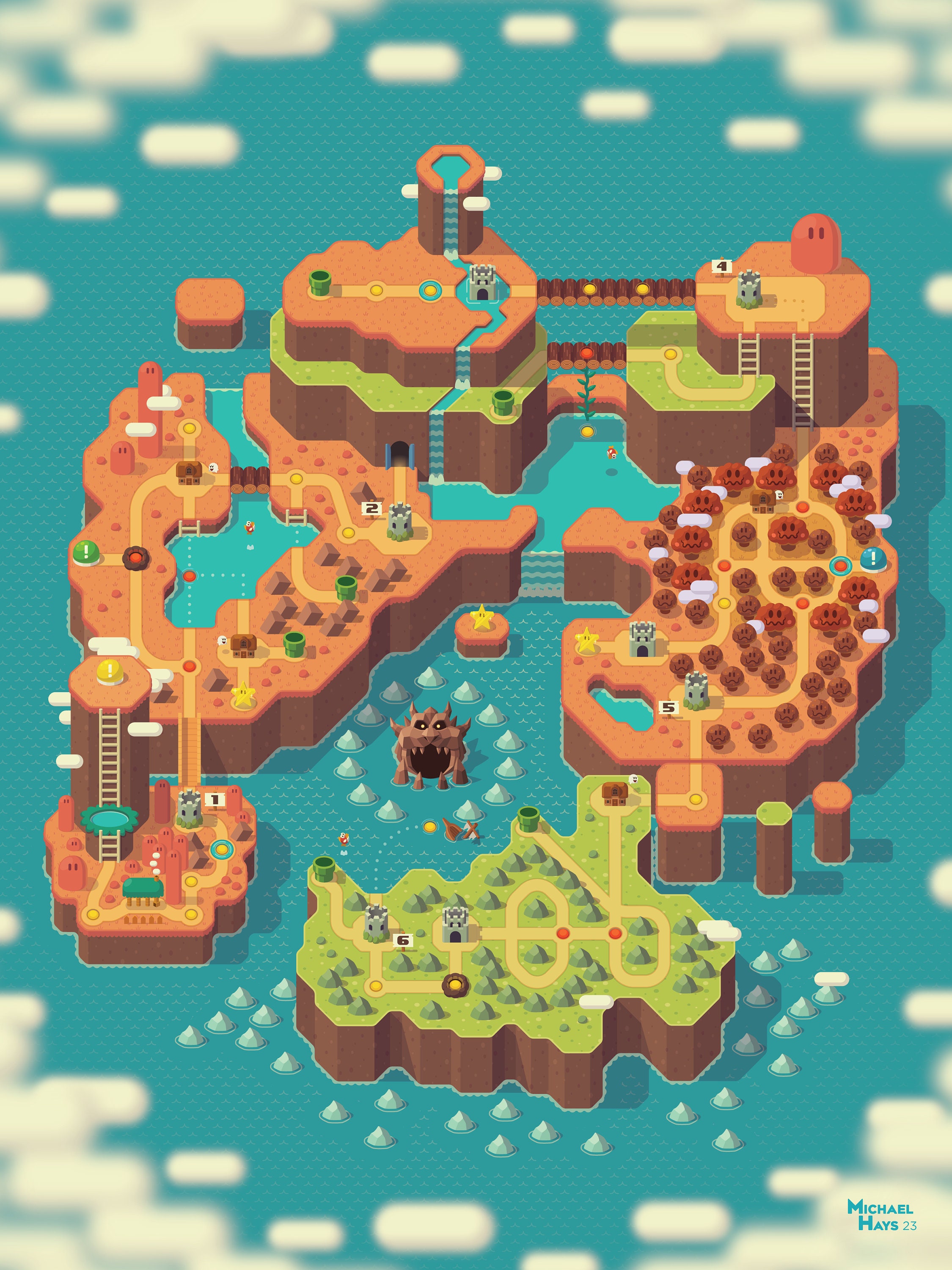 Super Mario World Map (autumn Variant) - Etsy