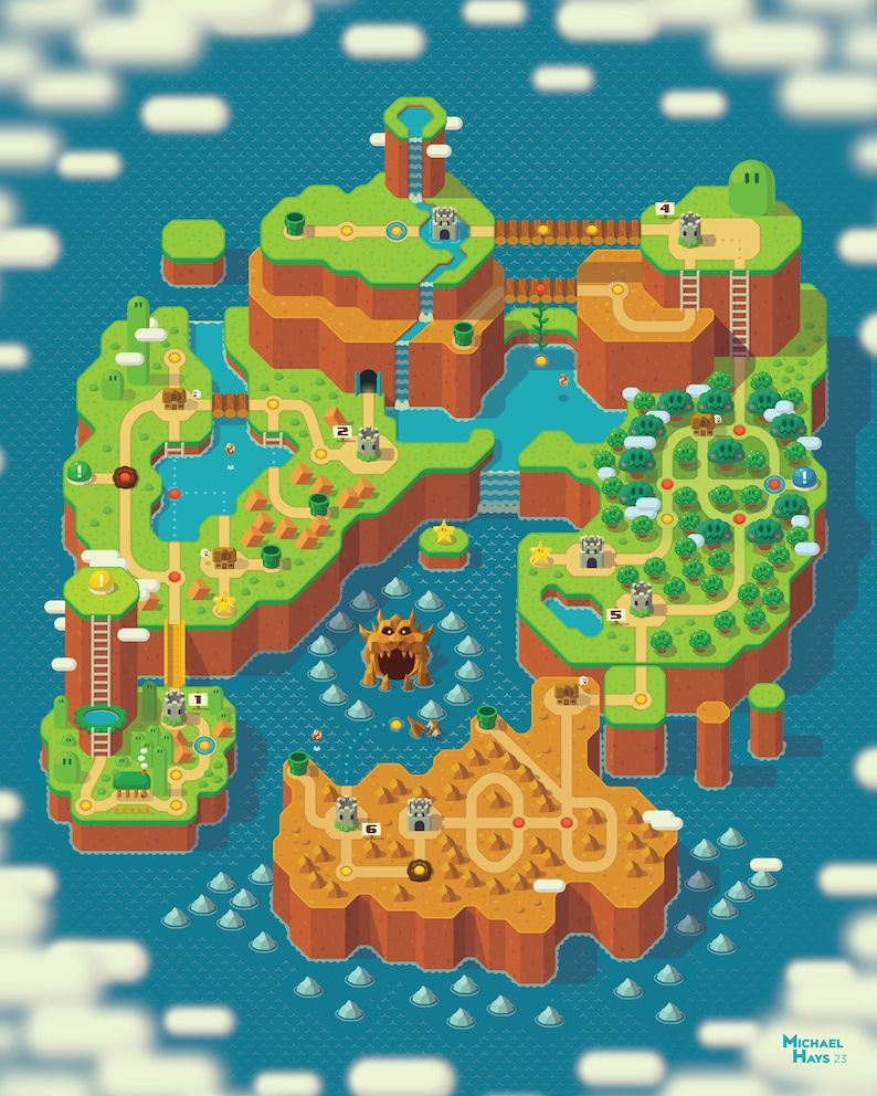 Super Mario World Map - Etsy Australia