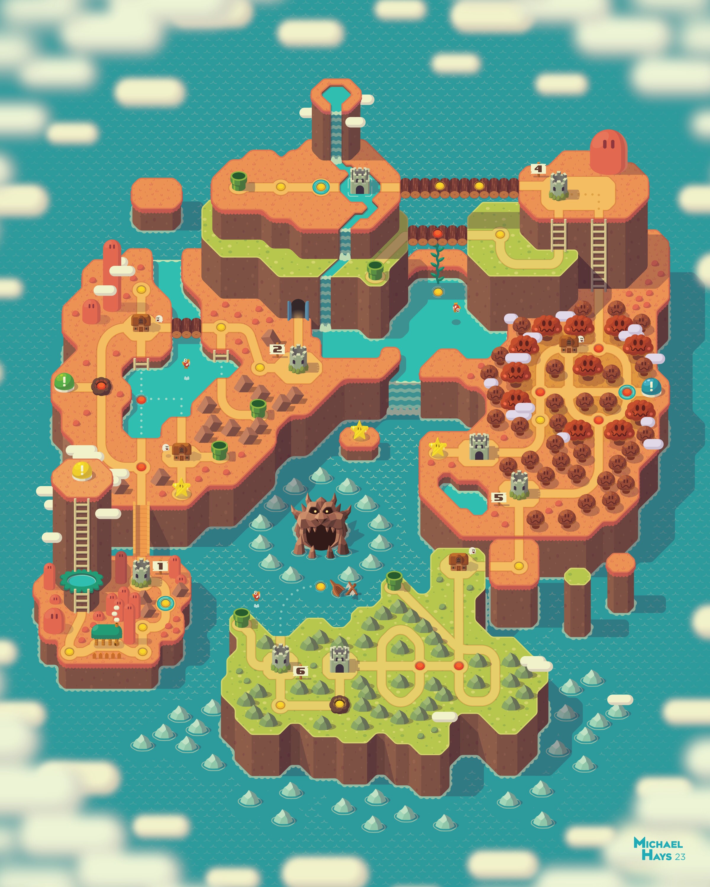 Super Mario World Map Autumn Variant Etsy