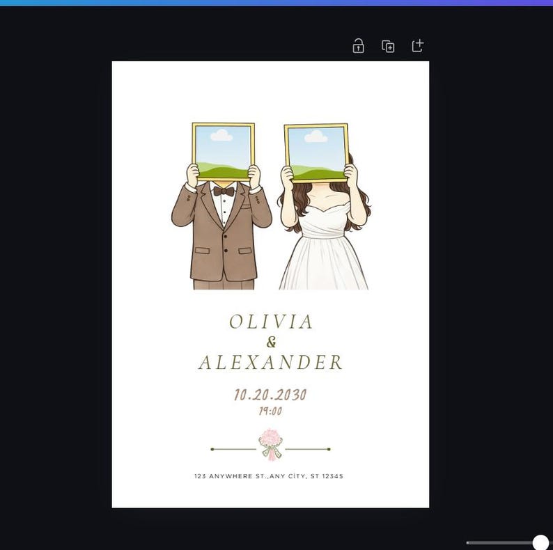 Personalized Photo Wedding Invitation | Couple Portrait Template ...