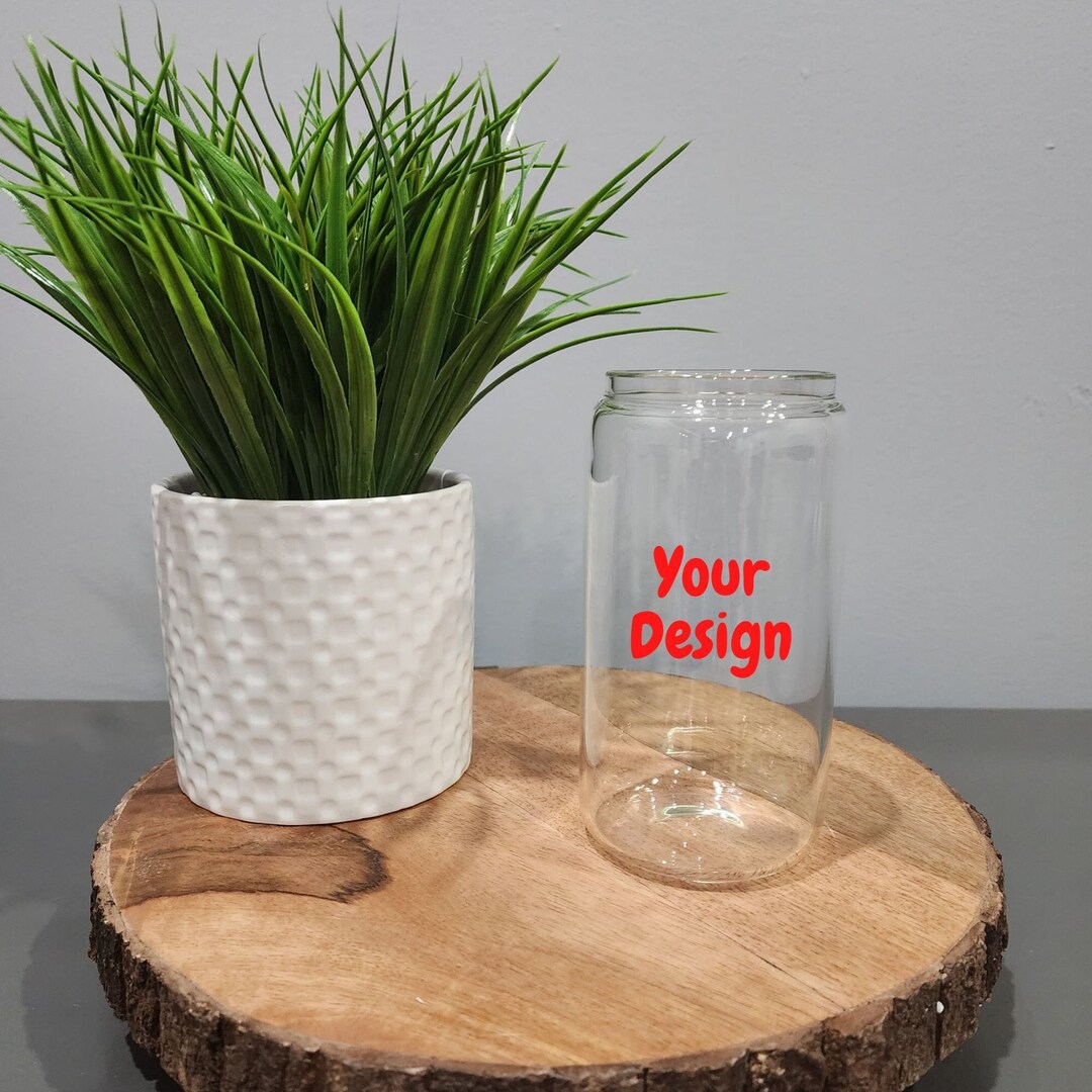 Custom Glass Can, Bamboo Lid Straw, 16oz, Libbey Soda Glass, Custom ...