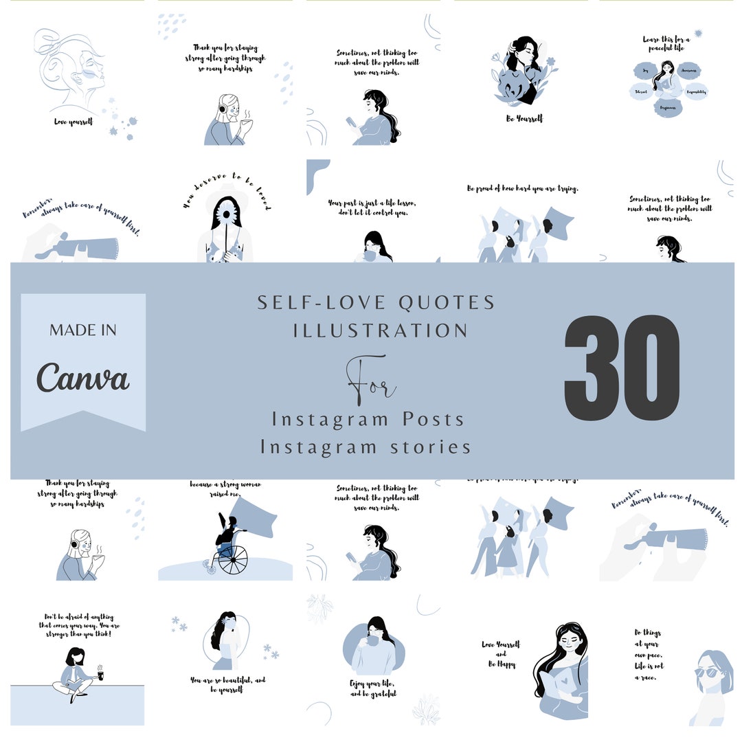 30 Self-love Quotes Illustration for Instagram Post and Instagram ...