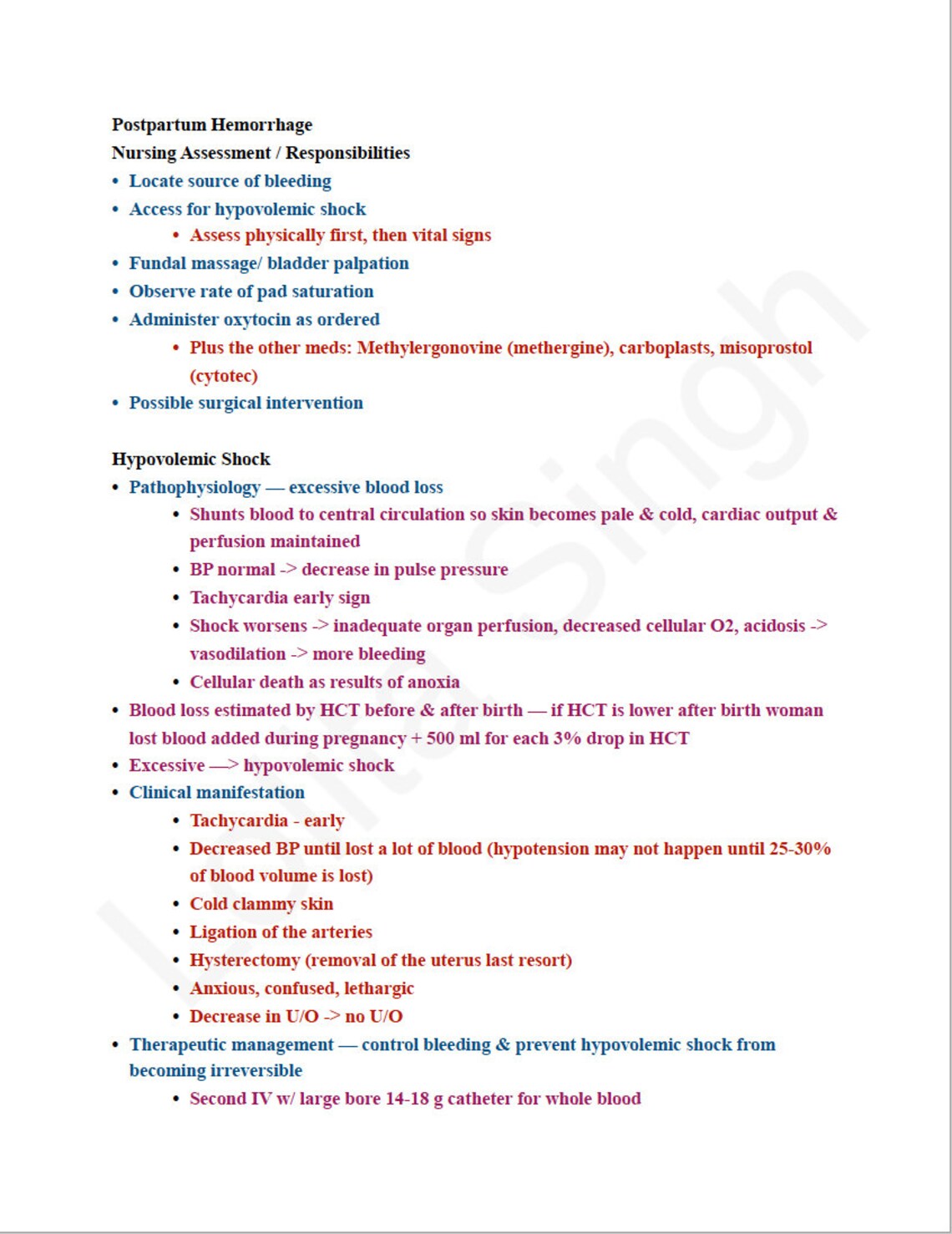Maternity Nursing Notes/study Guides - Foundations of Maternal-newborn ...
