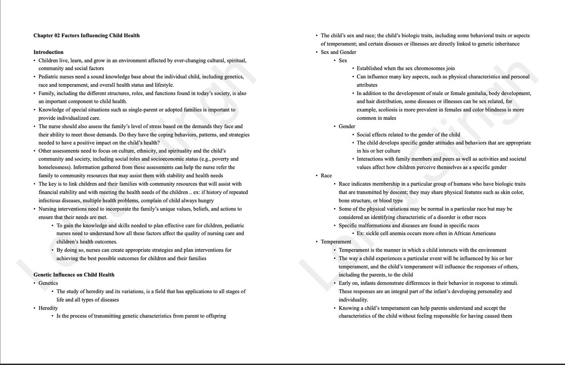 Pediatrics Nursing Notes/study Guides Part 1- Coursepoint Essentials of ...