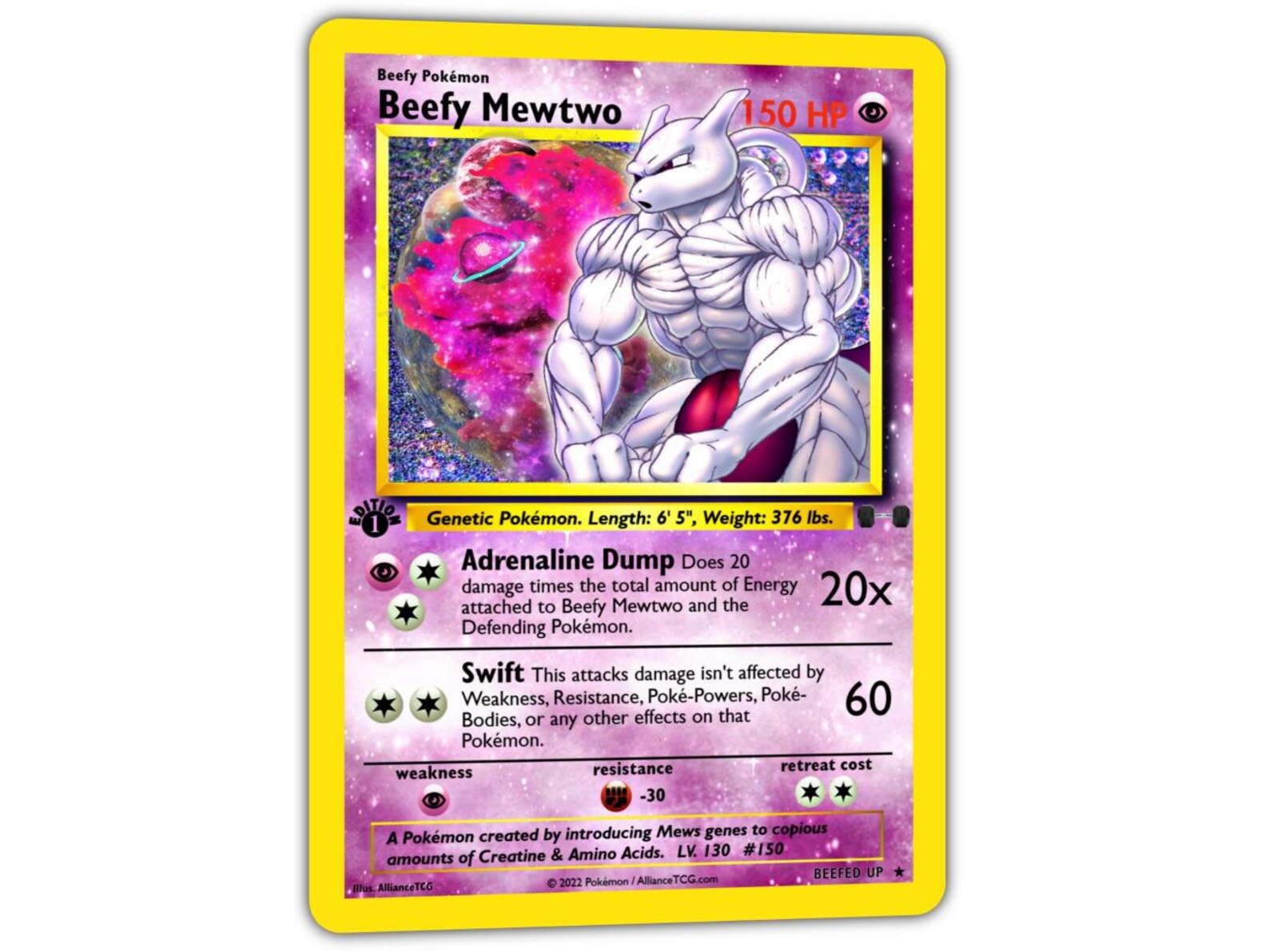 Beefy Mewtwo Full Holo Custom Trading Card - Etsy