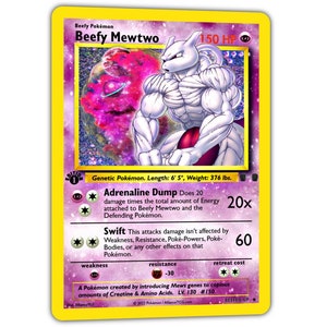 Beefy Mewtwo Full Holo Custom Trading Card - Etsy