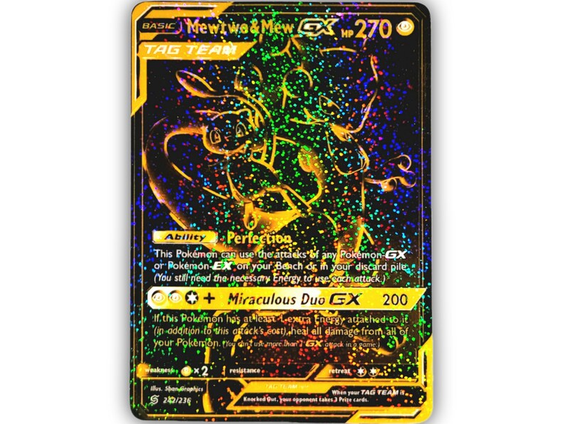 Mewtwo Mew GX Black & Gold Full Art Holo Tarjeta personalizada - Etsy ...