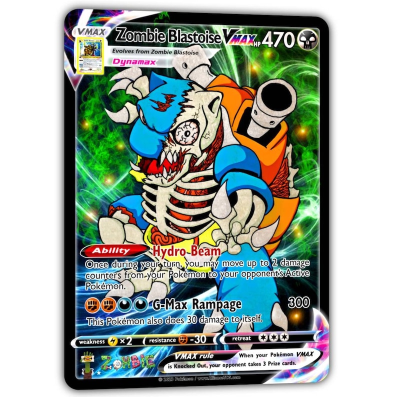 Zombie Blastoise VMAX Custom Full Art Holo Trading Card - Etsy