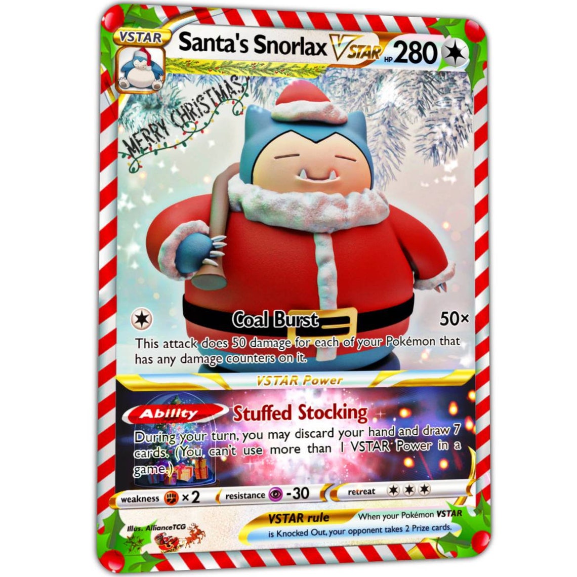 Santa's Snorlax VSTAR Full Art Holo Custom Card - Etsy UK