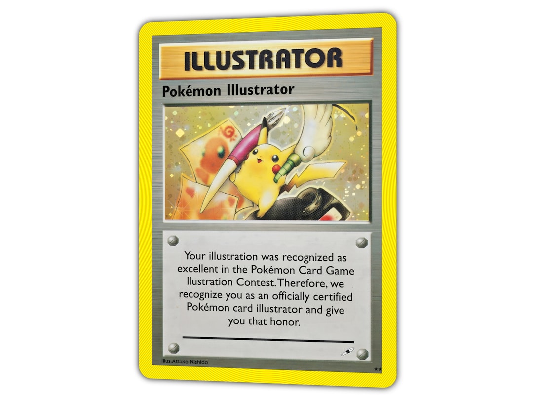 Pikachu Illustrator Custom English Version Full Holo Trading Card - Etsy