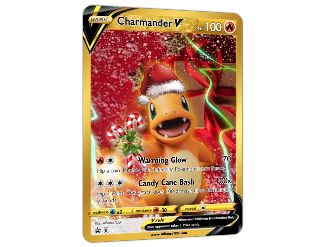 Christmas Charmander V Full Art Holo Custom Trading Card - Etsy