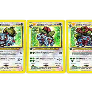 Zombie Venusaur, Ivysaur & Bulbasaur Custom Full Holo Trading Cards - Etsy