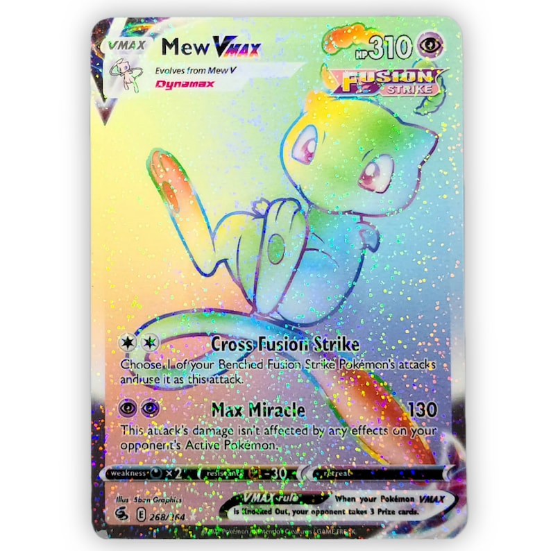 Mew VMAX 268/264 Fusion Strike Full Art Holo Rainbow Rare - Etsy New ...