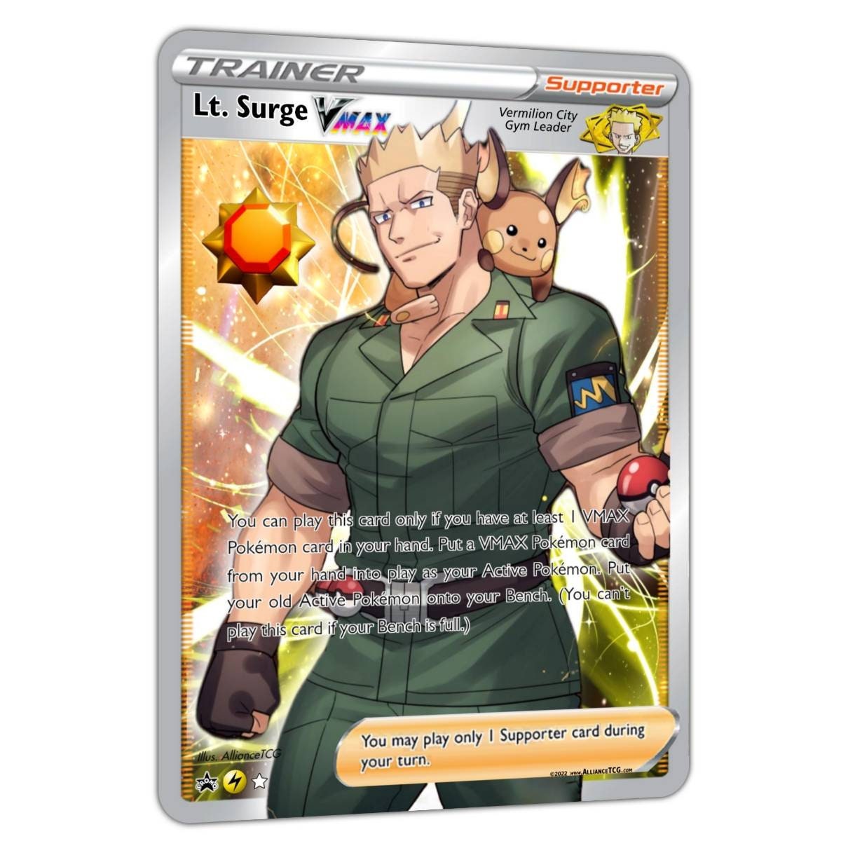 Lt Surge Vmax Full Art Holo Custom Trainer Card Etsy