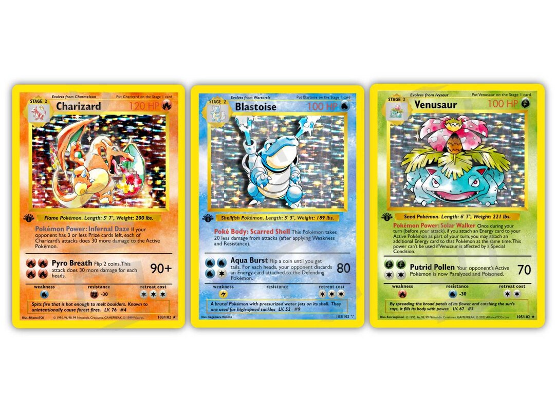 1st Edition Shadowless Charizard, Blastoise & Venusaur Alt Art Holo ...