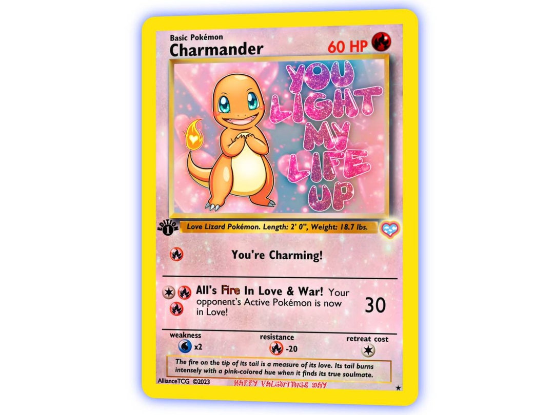 Valentine's Day Charmander Card 2 - Etsy