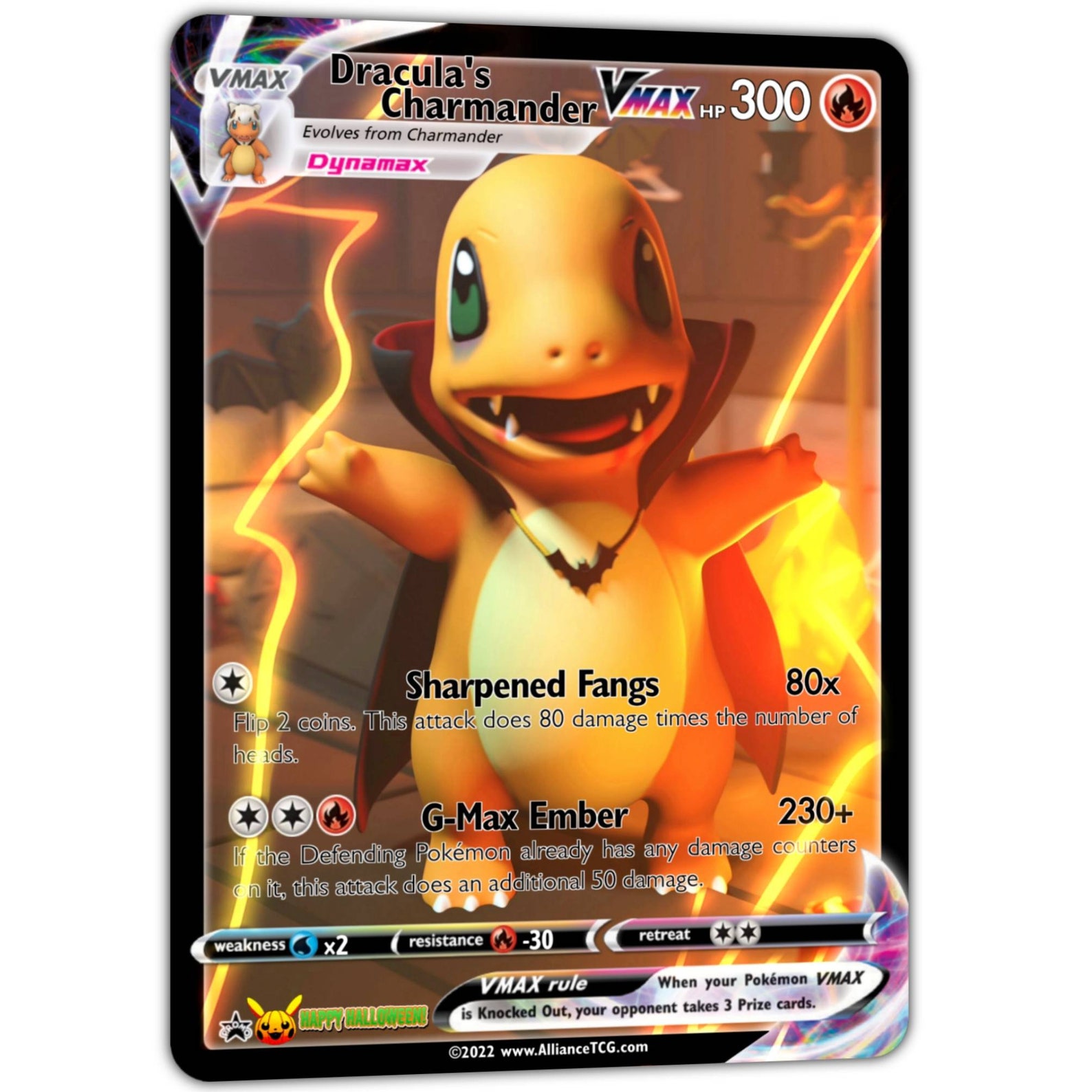 Dracula's Charmander VMAX Full Art Holo Custom Halloween - Etsy