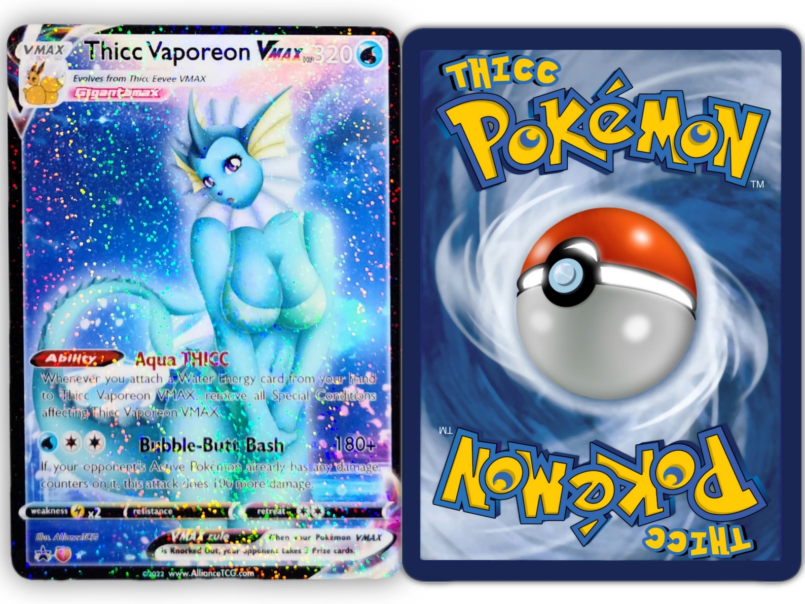 Thicc Vaporeon Vmax Full Art Holo Custom Trading Card Etsy