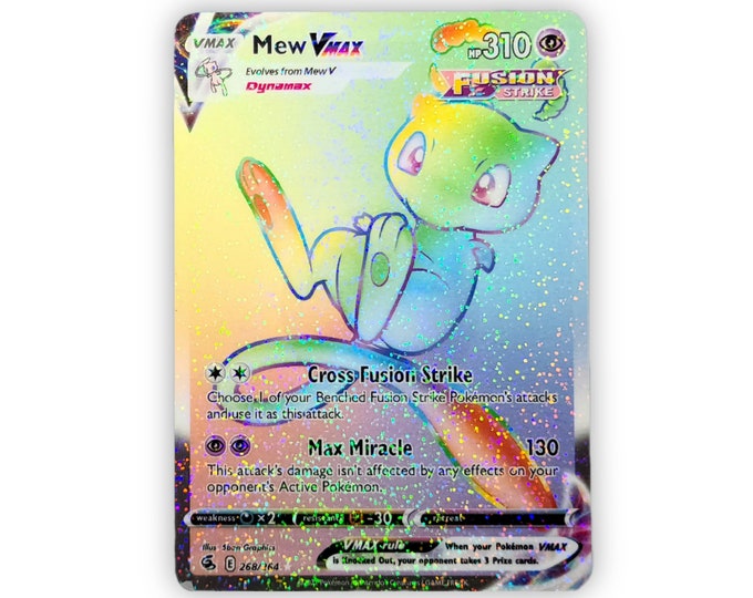 Mew VMAX 268/264 Fusion Strike Full Art Holo Rainbow Rare Proxy Card - Etsy