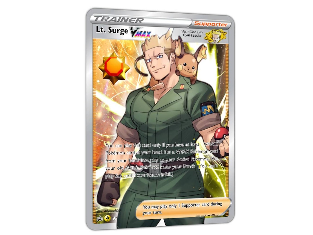 Lt. Surge VMAX Full Art Holo Custom Trainer Card - Etsy UK