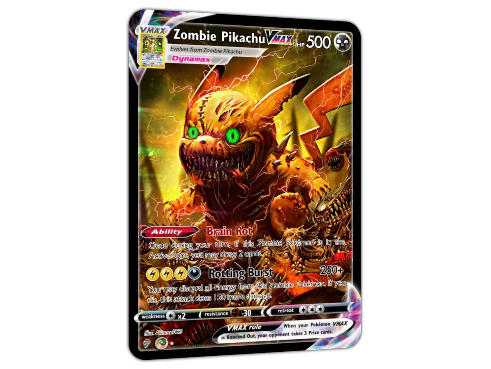 Zombie Pikachu VMAX Custom Full Art Holo Trading Card - Etsy Australia